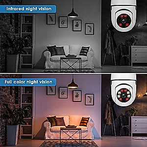 E27 Light Bulb 1080P Security Camera,PTZ 360 Degree Panoramic Wireless Connector with WiFi, Smart Motion Detection and Alarm,Two Way Audio,Remote Viewing with 16GB Memory Card