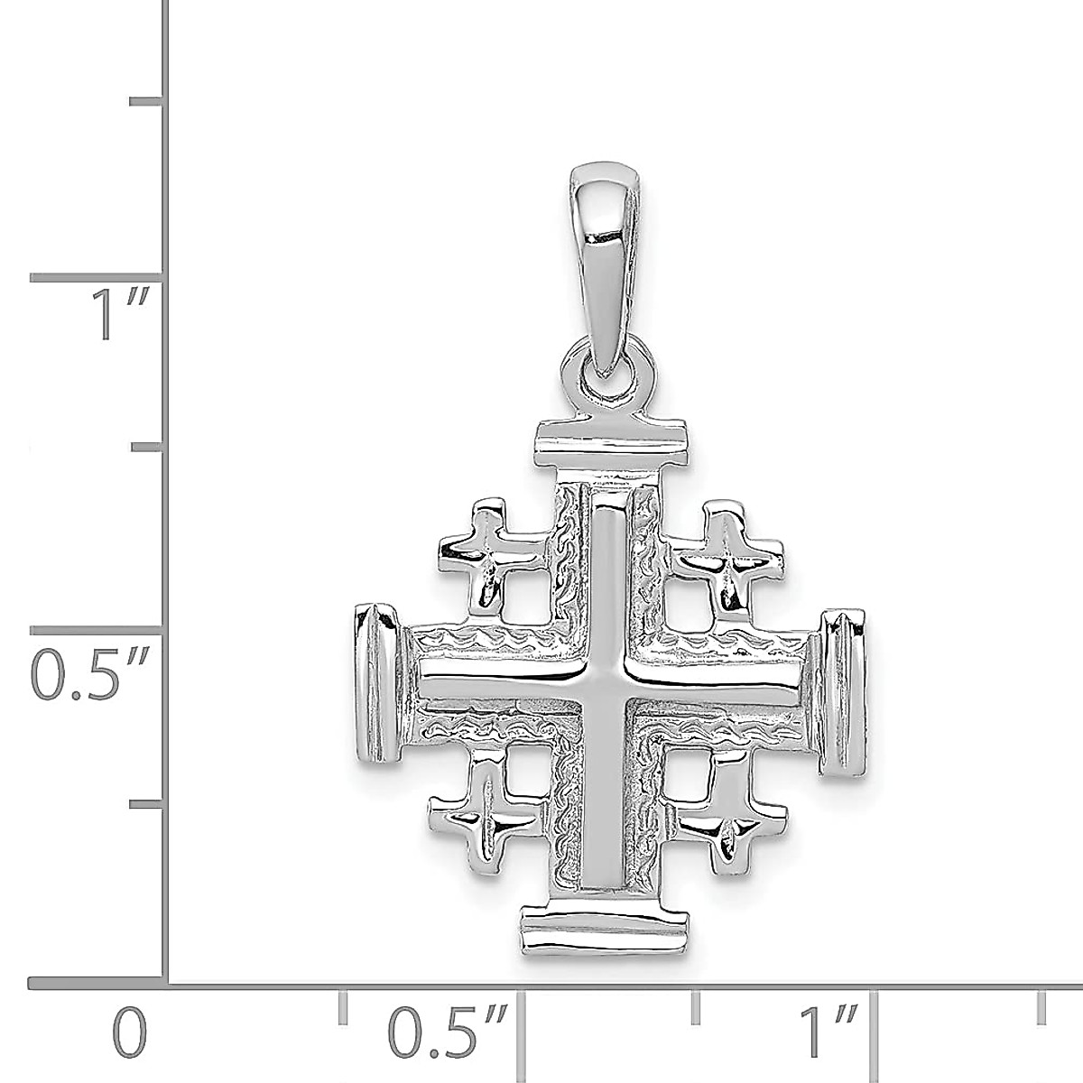 IceCarats 14K White Gold Jerusalem Holy Cross Necklace Religious Pendant Jesus Christ Charm 30mm x 24mm - Pendant Only