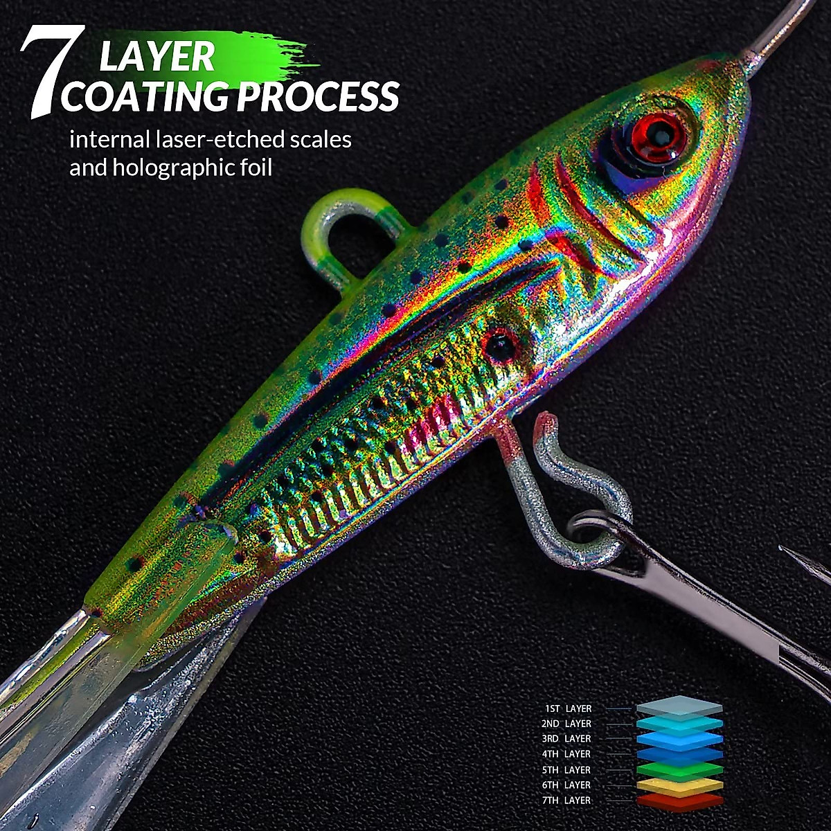 THKFISH Ice Fishing Jigs Vertical Jigs Kit Ice Fishing Tackle B-18g+D-21g