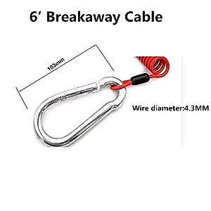 Malloryx 6' Breakaway Trailer Cable Trailer Brake Cable RV Stainless Steel Spring Towing Coiled Wire Safety Straps Ground Clip,for Breakaway Switch