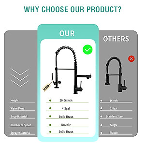 Fapully Black Kitchen Faucet,Commercial Pull Down Kitchen Sink Faucet with Sprayer