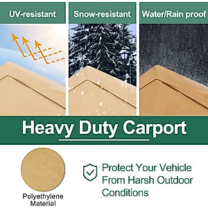 MARVOWARE 10x20ft Heavy Duty Carport with Removable Sidewalls & Doors, Rolling Curtain and Doors,Car Canopy Portable Garage for Automobile, Boat, Tools, Car Garage Tent for Market Party
