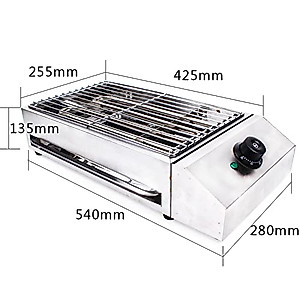 kitneed 110V 1800W Commercial Electric Grill, Steel Smokeless Smokeless Barbecue Grill, Portable Electric Grill Griddle with Grate & Oil Drip Tray for Courtyard Dinner, Outdoor, Party