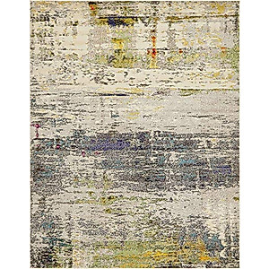Unique Loom Chromatic Collection Modern Rustic & Vibrant Abstract Area Rug for Any Home Décor, 8 ft x 10 ft, Beige/Gray