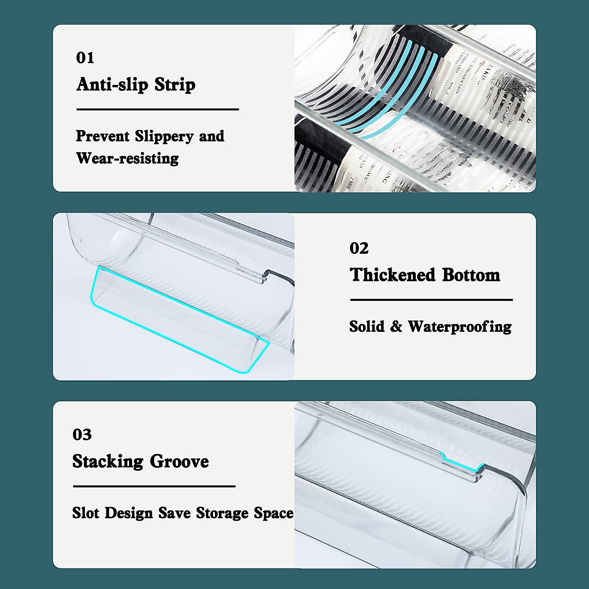 OKITCHEN Set of 2 Refrigerator Wine Rack, Cabinet Water Bottles Storage Organizer, Stackable Wine Rack for Kitchen Countertop Save Space, 1-Bottle 2 Packs