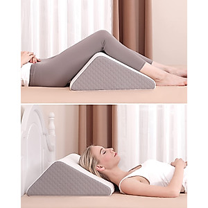 Forias Knee Wedge Pillow 8" Pure Memory Foam Bed Wedge Pillow for Sleeping After Surgery Triangle Pillow for Knee Support Leg Elevation Sciatica Knee Hip Back Pain Relief