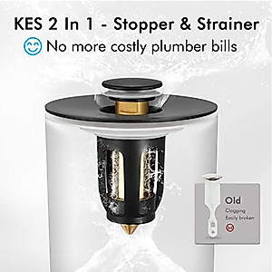 KES Bathroom Sink Stopper Black, Universal Pop Up Drain Stopper for 1.12~1.83" Bathroom Sink, Brass Bathroom Sink Stopper Replacement, S1000-BK