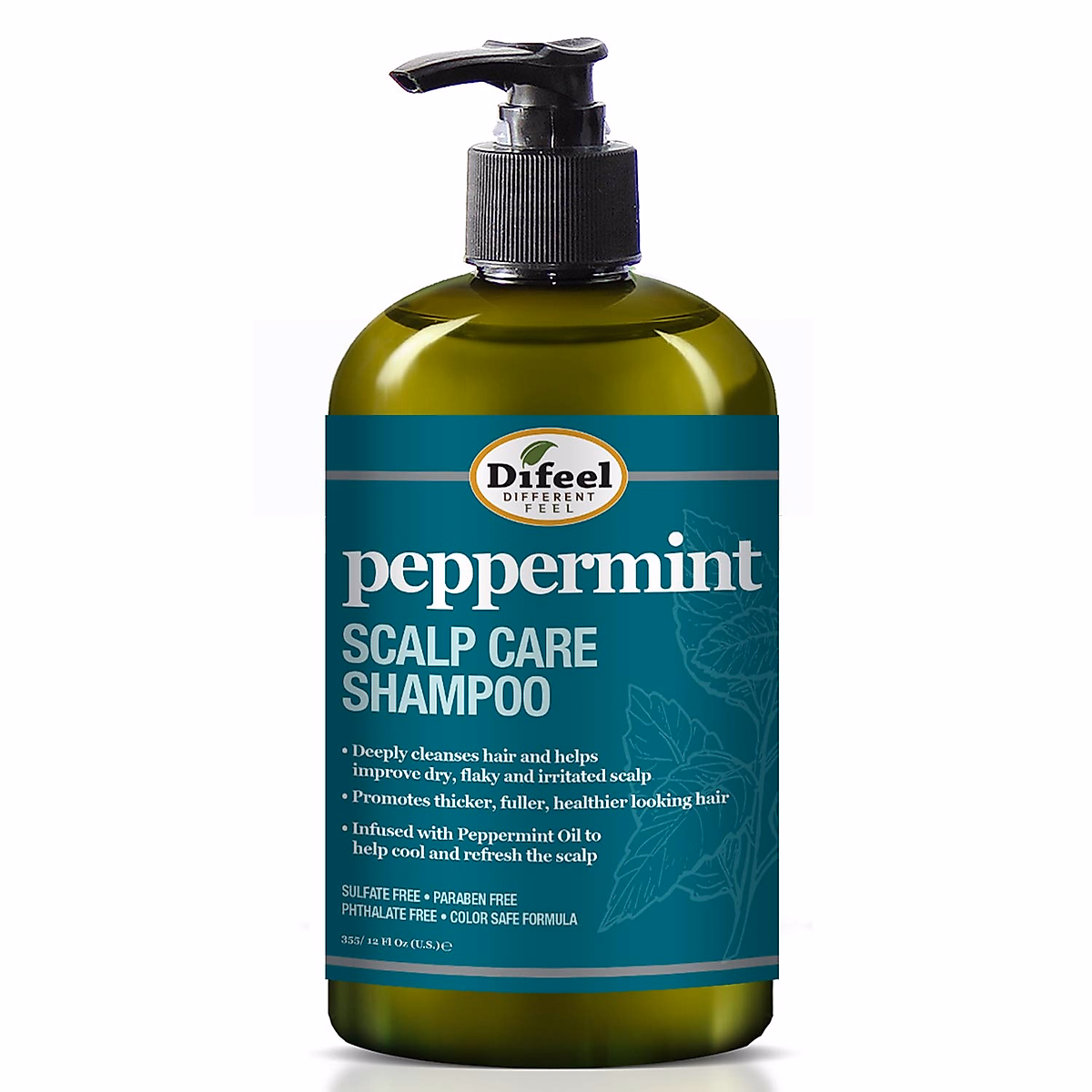 Difeel Peppermint Scalp Care Shampoo 12 oz. - Sulfate Free Shampoo Made with Natural Ingredients