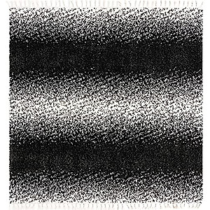 Unique Loom Hygge Shag Collection Area Rug - Gradient (7' 10" Square, Black and White)