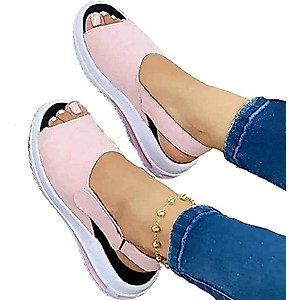 Women's Basic Open Toe Mid Wedge Sandals, Fashion Sneakers for Women Espadrilles Summer Sports Shoes
