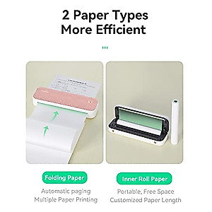 Bisofice PeriPage Portable Printer, A4 Wireless Bluetooth Travel Printer, Portable Thermal Printer Compatible with Android and iOS, Support 2''/3''/4'' Paper Width, Mobile Printer