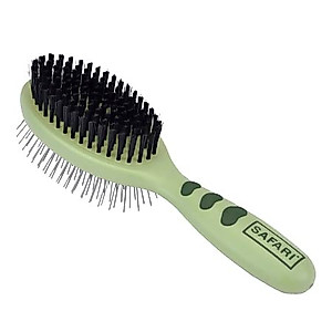 Coastal Pet Safari Pin and Bristle Combo Dog Brush with Plastic Handle - 2-in-1 Wire Pin Brush and Dog Bristle Brush - Ideal for Multi-Dog Household - For Dogs with Short and Long Hair - Large