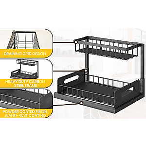 Under Sink Organizer, Pull Out Cabinet 2-Tier Sink Organizer for Small Bathroom Space for Home, Kitchen Laundry Room Organization, Bathroom Sink Shelf Cabinet Organizer, Rust-Resistant