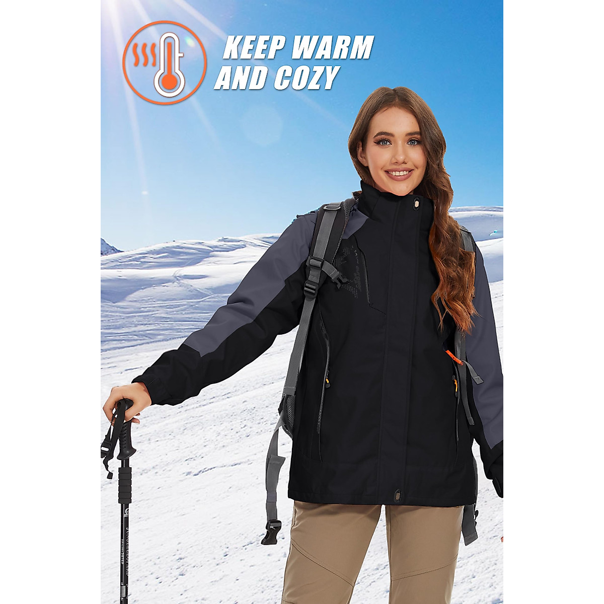 Winter Jackets for Women Winter Coats For Women Ski Jacket Snowboard Jacket Snow Jacket Rain Jacket 3 In 1 Jacket Waterproof Jacket Skiing Jacket