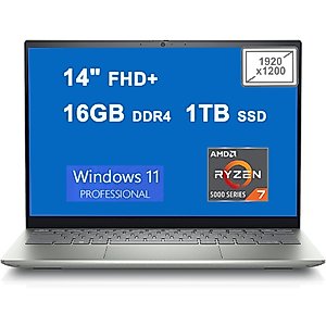 Dell Inspiron 14 5425 Business Laptop | 14"" FHD+ Anti-Glare Comfortview Plus | AMD 8-core Ryzen 7 5825U Processor >i7-1255U | 16GB DDR4 1TB SSD | USB-C Fast Charging FHD Webcam Win11Pro Silver, Grey
