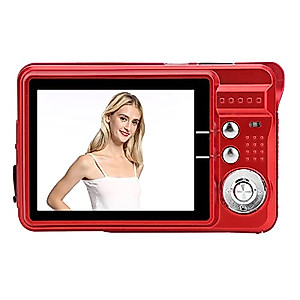 Nofaner Digital Camera, 8X Zoom Card Digital Camera 5 MP 2.7in LCD Display Maximum Support 32GB Memory Card Builtin Microphone Mini Digital Camera(red)