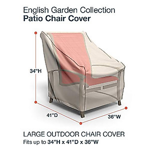 Budge P1W02PM1-2PK English Garden Patio Chair Cover (2 Pack) Heavy Duty and Waterproof, Large, Tan Tweed