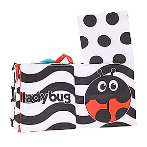 Sassy Peek-a-Boo Activity Book with Attachable Link for On-The-Go Travel | Black & White | for Ages Newborn and Up