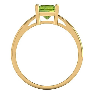 Clara Pucci 1.9ct Emerald Cut Solitaire Genuine Vivid Green Peridot Proposal Bridal Designer Wedding Anniversary Ring 14k Yellow Gold