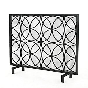 Christopher Knight Home Valeno Single Panel Iron Fireplace Screen, Black