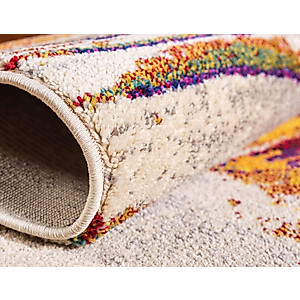 Unique Loom Estrella Collection Bright Colors, Geometric, Abstract, Modern Area Rug, 9 ft x 12 ft, Beige/Yellow