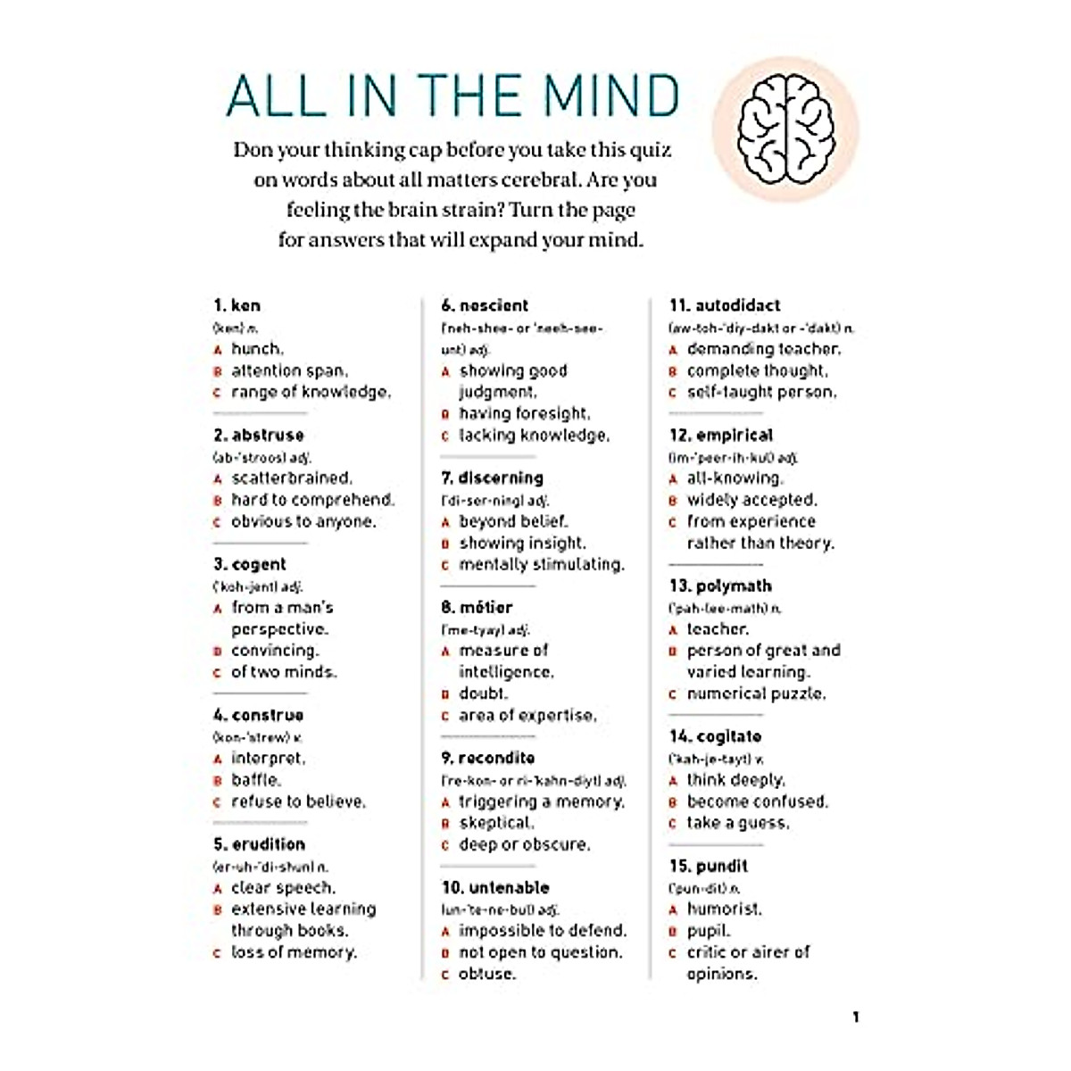 Reader's Digest Word Power Is Brain Power: More Than 100 Quick Quizzes and Fun Facts (Readers Digest Magazine)