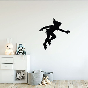 Peter Pan Wall Decal - Shadow - Disney Vinyl Sticker Silhouette for Kid's Playroom, Bedroom Decoration or Nursery Decor