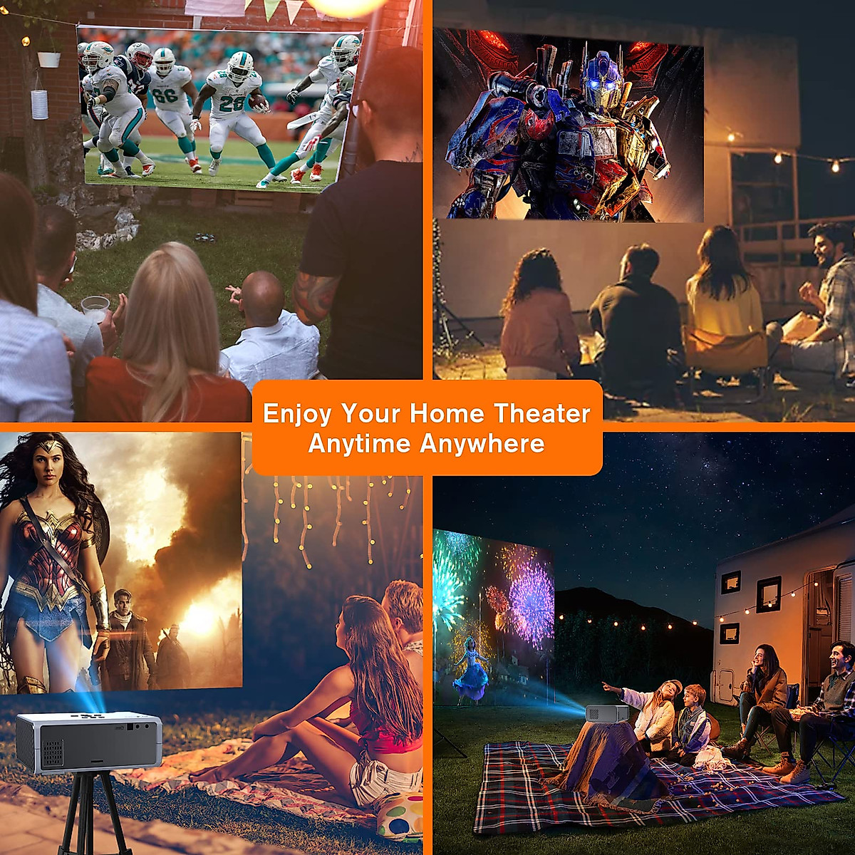 HAPPRUN Projector, Upgrade 7500L Projector with Screen, 1080P Full HD Supported Portable Outdoor Movie Projector, Compatible w/HDMI, VGA, TF, USB, AV, TV Stick, PS5