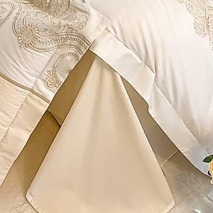 UpcoT Household Double Strand Long Staple Cotton Embroidered Four-Piece Set Cotton Sateen Bedding Quilt Set Sheet (Color : D, Size : 200 * 230cm)