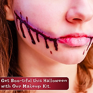 Dress-Up-America Halloween Makeup Kit - Face and Body Wax, Latex and Fake Blood Costume Face Paint Set - SFX Realistic Bloody Halloween Makeup Set for Teens and Adults
