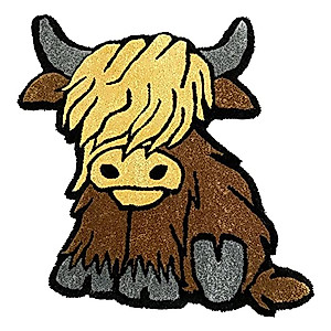 SuanlaTDS Highland Cow Bath Mat,Cute Cartoon Animal Doormat Funny Bathroom Rug Fluffy Doormat Kitchen Toilet Floor Rug Decor