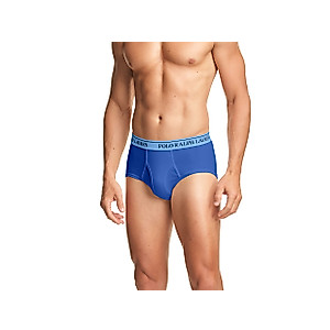 POLO RALPH LAUREN Men's Classic Fit Cotton Briefs 3-Pack, Aerial Blue/Rugby Royal, Rugby Royal/Aerial Blue, Cruise Navy/Red, X-Large