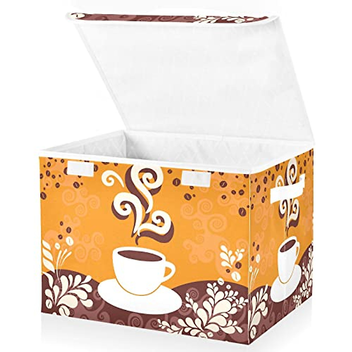 RunningBear Hot Coffee Large Storage Bins with Lid Collapsible Storage Bin Storage Organizer Bin Cute Storage Box for Nursery Playroom Home Office Closet