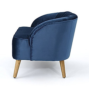 Christopher Knight Home Amaia Modern Velvet Sofa, Cobalt / Walnut