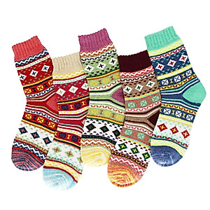 YZKKE 5Pack Womens Warm Wool Soft Cozy Crew Socks for Fall Winter Christmas Gifts Size 5-9