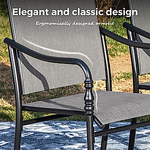 MIXPATIO 7 Pieces Patio Dining Set, Patio Dining Set for 6, 6 x Textilene Dining Chairs, 60" Rectangular Outdoor Dining Table with 1.77" Umbrella Hole, for Lawn Garden Backyard Deck, Grey