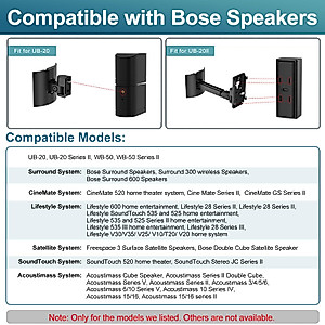 Yimaut (2 Pack) Ceiling/Wall Mount Bracket for Bose Cube Speaker,for UB-20,UB20 Series II, WB-50 Series II, Lifestyle 600, V35, V25, V10, T20, V20, V30, CineMate 520, CM520, Acoustimass Series Black