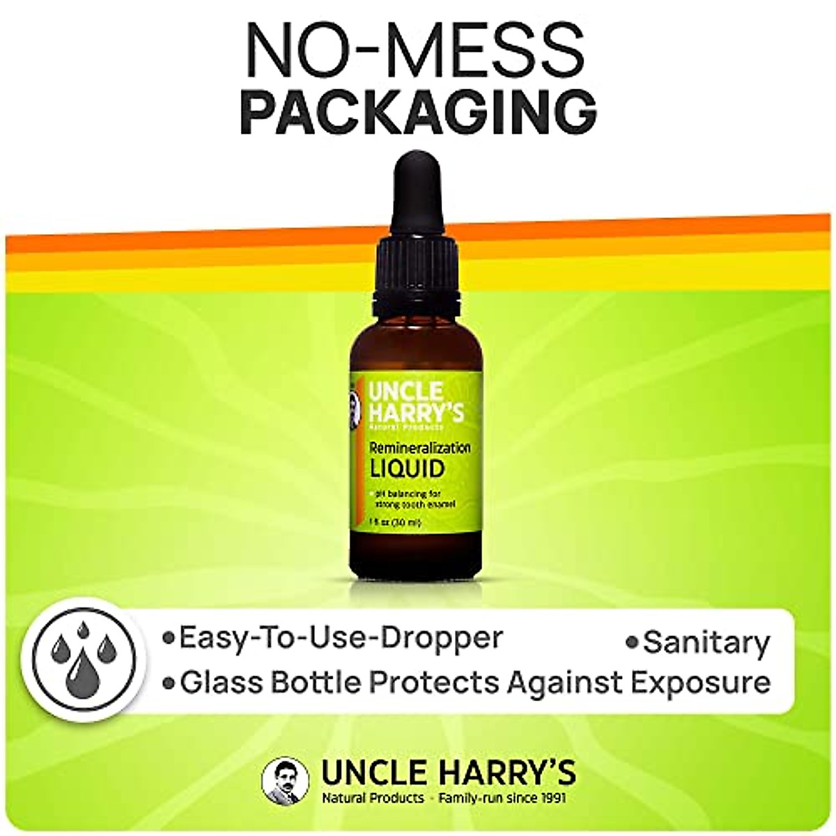 Uncle Harry's Natural & Fluoride-Free Remineralization Liquid for Tooth Enamel - Freshens Breath & Strengthens Teeth (1 oz Glass Dropper)