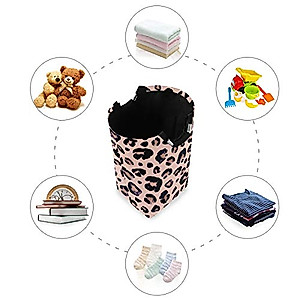 OREZI Leopard Print Rainbow Colorful Laudry Basket,Waterproof and Foldable Laundry Hamper for Storage Dirty Clothes Toys in Bedroom, Bathroom Dorm Room (Leopard)