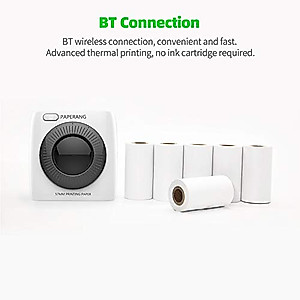 PAPERANG P2 Mini Pocket Printer BT Wireless Printer Portable Thermal Printer 300dpi for Photo Picture Receipt Memo Note Label Sticker Compatible with Android iOS Windows Mac