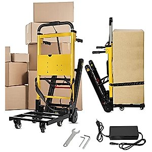 Electric Stair Climbing Hand Trucks Dolly 120W Motor 440Lbs Load Folding Electric Stair Climber Cart with Charger Lithium Battery 6 Solid Wheels for Moving Climbing Stairs Logistics Distribution