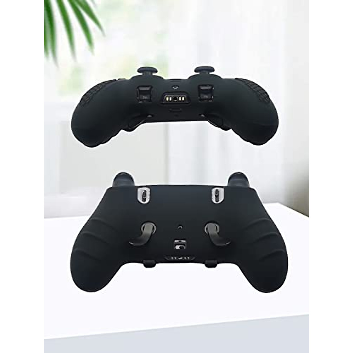 MOJOXR Controller Silicone Cover and Stick Caps for PS5 DualSense Edge Wireless Controller,Anti-Slip Protector Skin and 10 Thumb Grip Caps Accessories for Playstation5 Edge Controller (black)