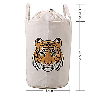 LifeCustomize Large Laundry Basket Hamper Tiger Face Collapsible Drawstring Clothing Storage Baskets Nursery Baby Toy Organizer