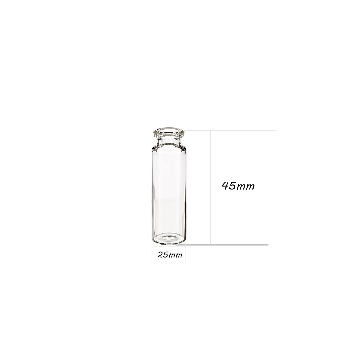 10ml Sample Vials Pack of 154 pcs-24x45mm Glass Transparent Bottom headspace Sample Bottles, chamfered Surface Treatment