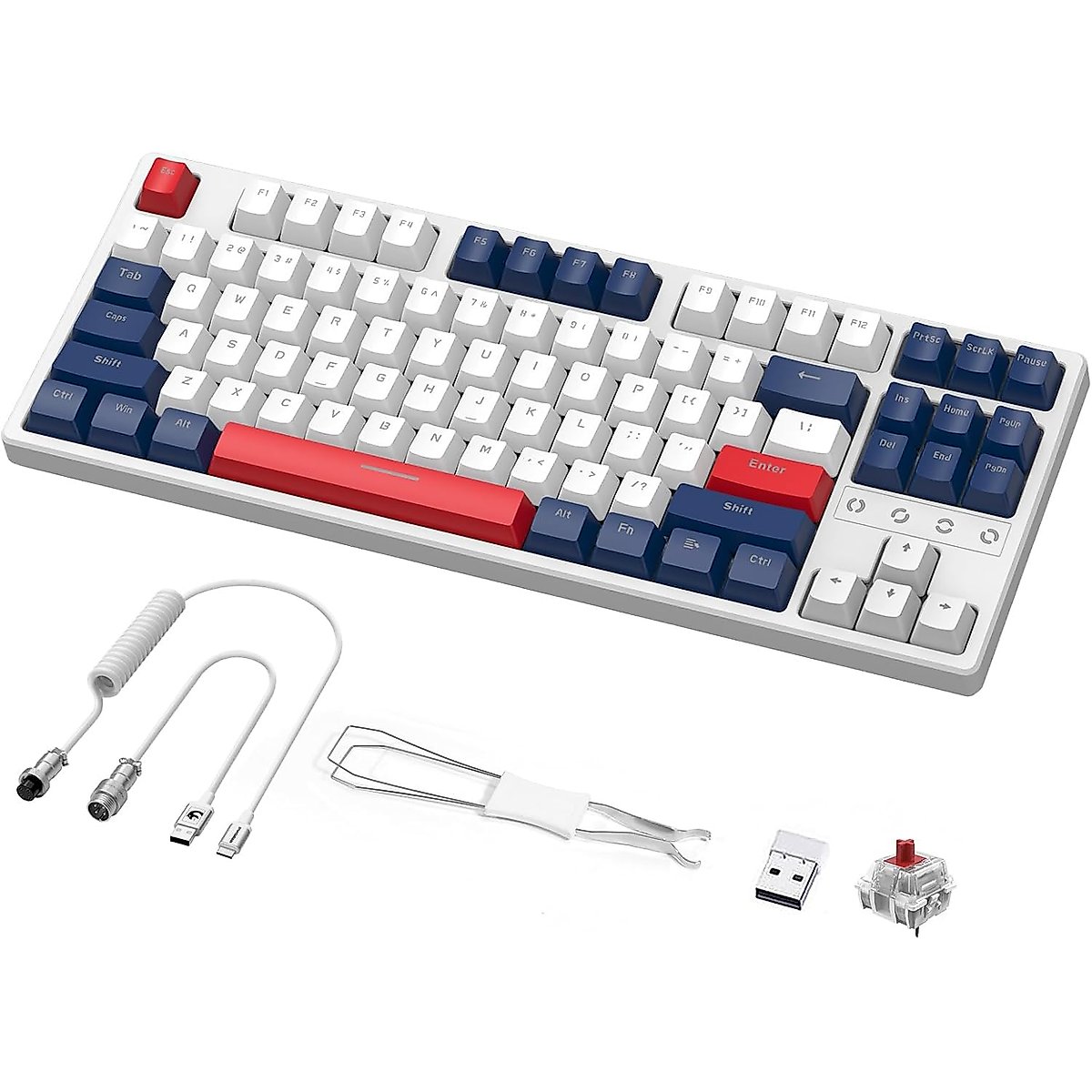 ZIYOU LANG Wireless Gaming Mechanical Keyboard，RGB Backlit 87 Keys Hot Swappable Custom Keyboard, Gasket Structure Triple Mode 2.4Ghz/BT 5.0/Wired Rechargeable Keyboard, Red Switch