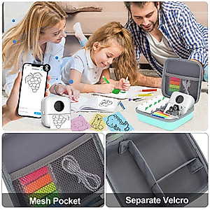 HuiJuKeJi Mini Sticker Printer Case,High-capacity Hard Protective Box for X5/Phomemo M02/T02 Printer,Portable Carrying Case for Thermal Inkless Photo Printer,Instant Camera,Label Marker(Green)