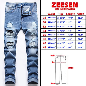 Men's Jeans Blue Ripped Pants Regular Fit Tapered Leg Denim Pants Distressed Dress Cool Jeans Athletic Fit Classic Destroyed (blue9301, 38)