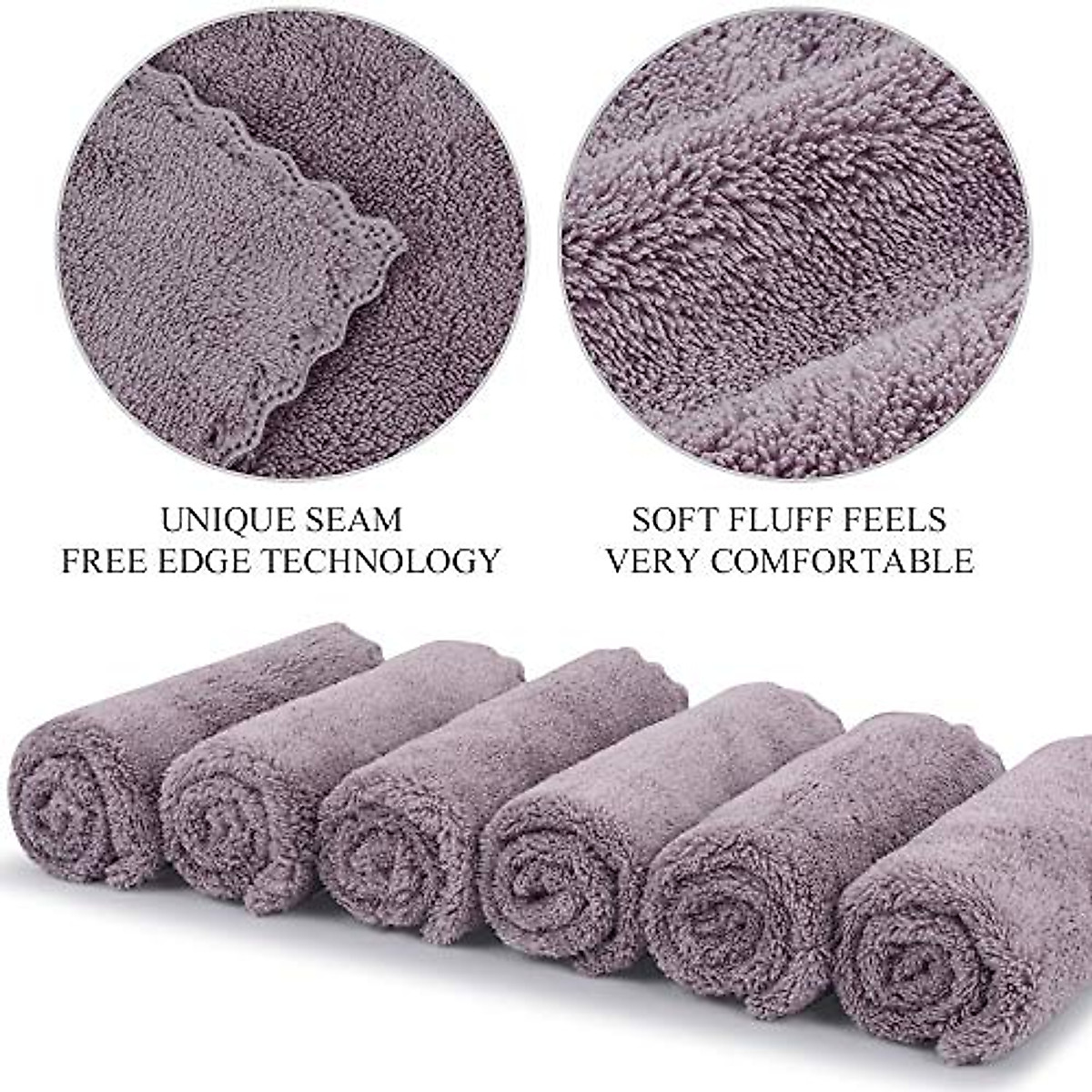 SUNLAND Microfiber Face Cloth Reusable Makeup Remover Facial Cleansing Towel Ultra Soft Face Washcloth 12inchx12inch 6 Pack Dpurple