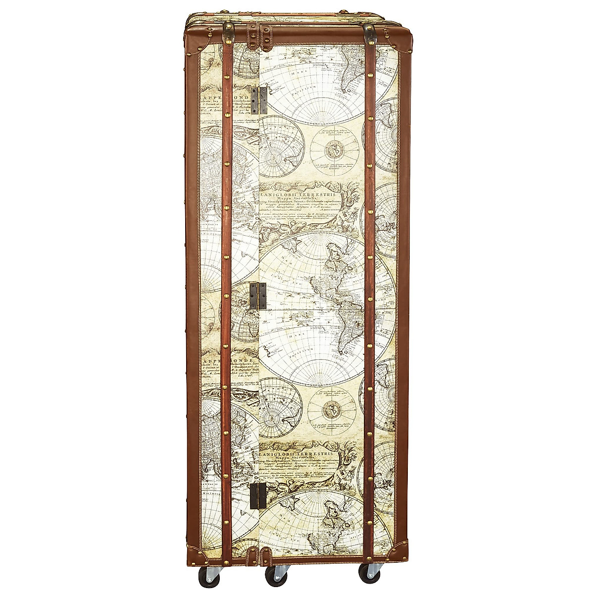 Design Toscano Italian-Style World Map Cocktail Bar Steamer Trunk, 49.5 Inch, full color