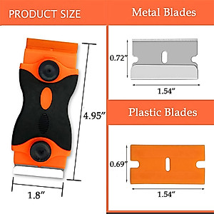 Razor Blade Scraper, Double Edged Razor Blade Scraper Tool with 20 Pcs Razor Blades, Glass Paint Remover Cleaning Scraper for Window, Decals, Tint, Stickers, Labels, Caulk, Adhesive, Glass Stove Top
